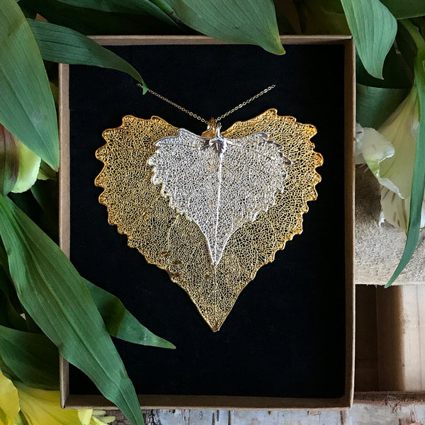 Cottonwood Silver Plate and Gold Plate Leaf Duo – Raw Gemstone Jewellery